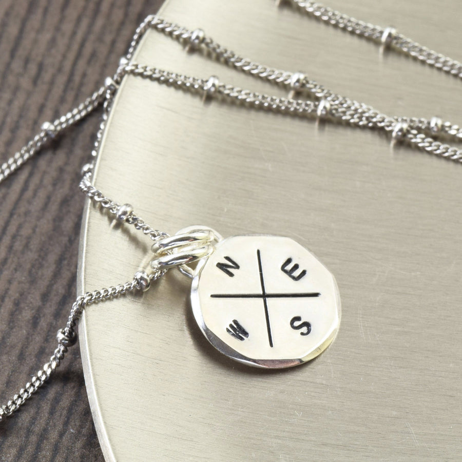 Sterling silver compass rose pendant necklace for the Traveler - South ...