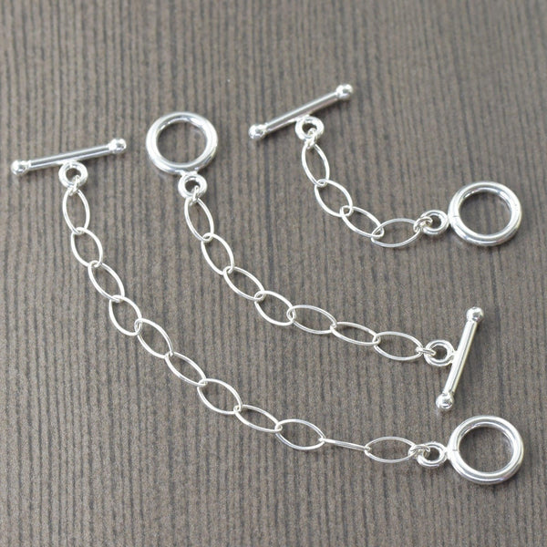 Sterling silver necklace extensions for toggle clasp, in 2-5 inches ...